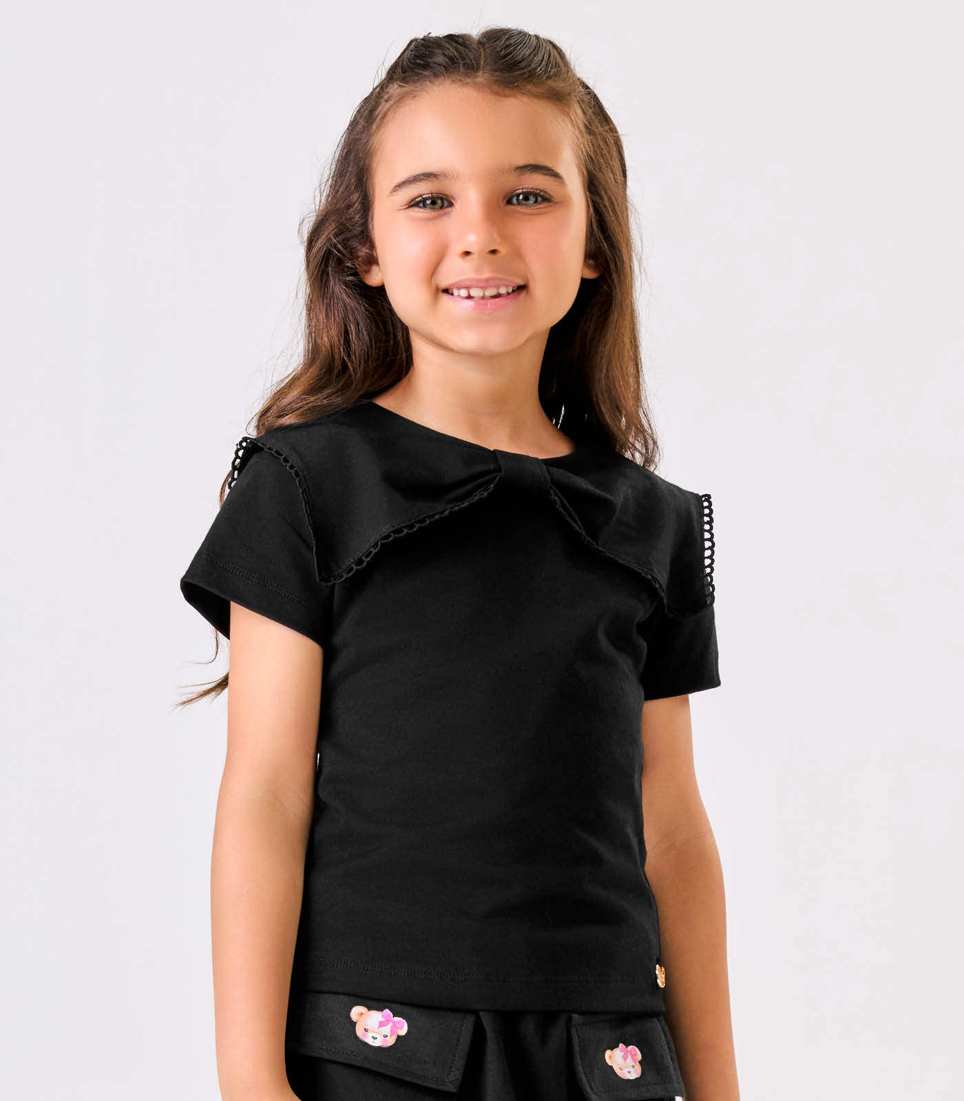 Blusa Manga Curta Cotton Decote Laço Trick Nick | ROVITEX